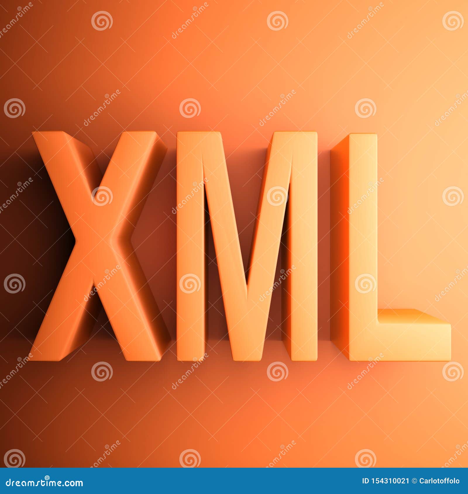 Orange Square XML Icon - 3D Rendering Illustration Stock Illustration ...