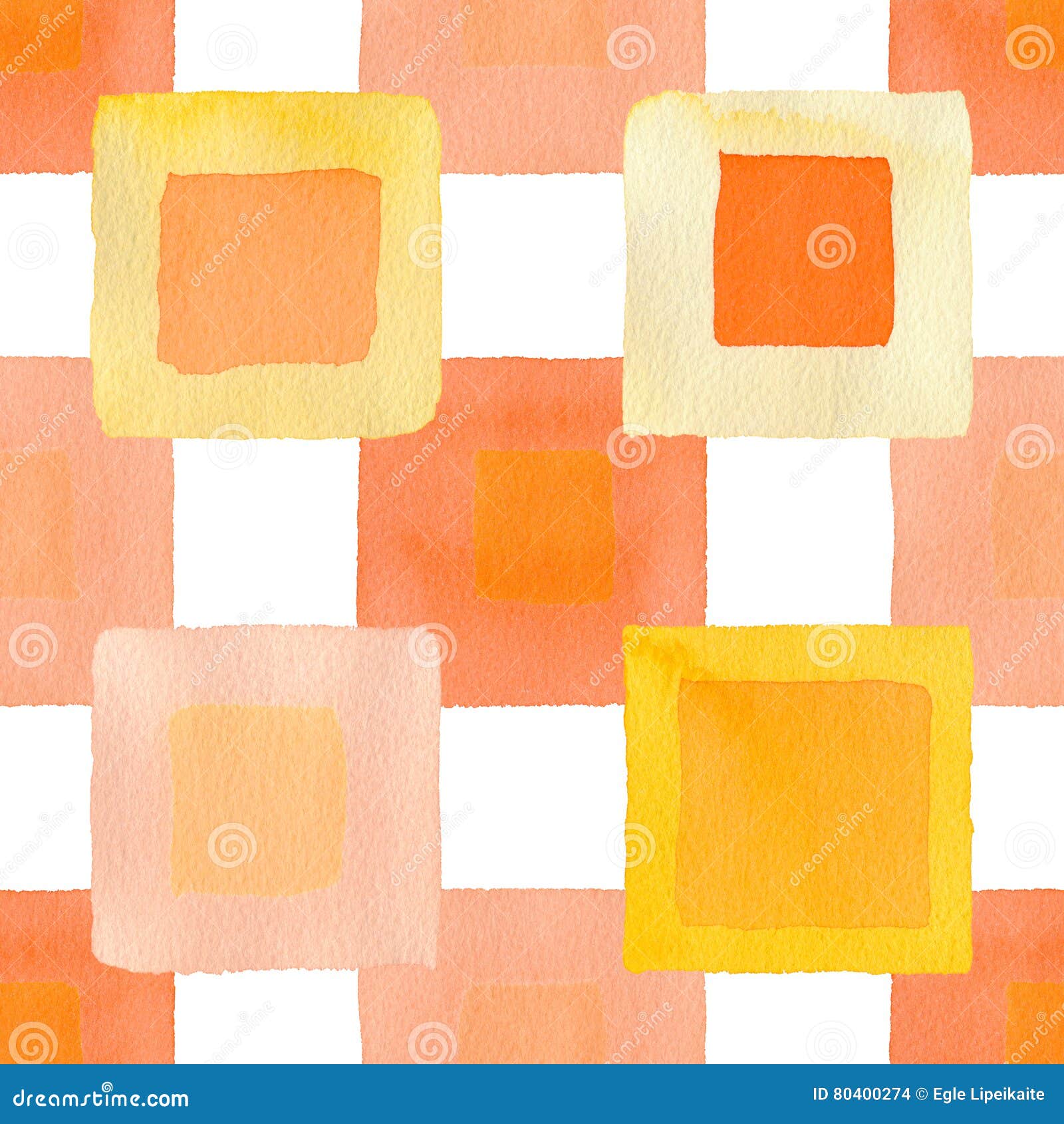 Orange Squares Full Simple Seamless Watercolor Stock Illustration ...