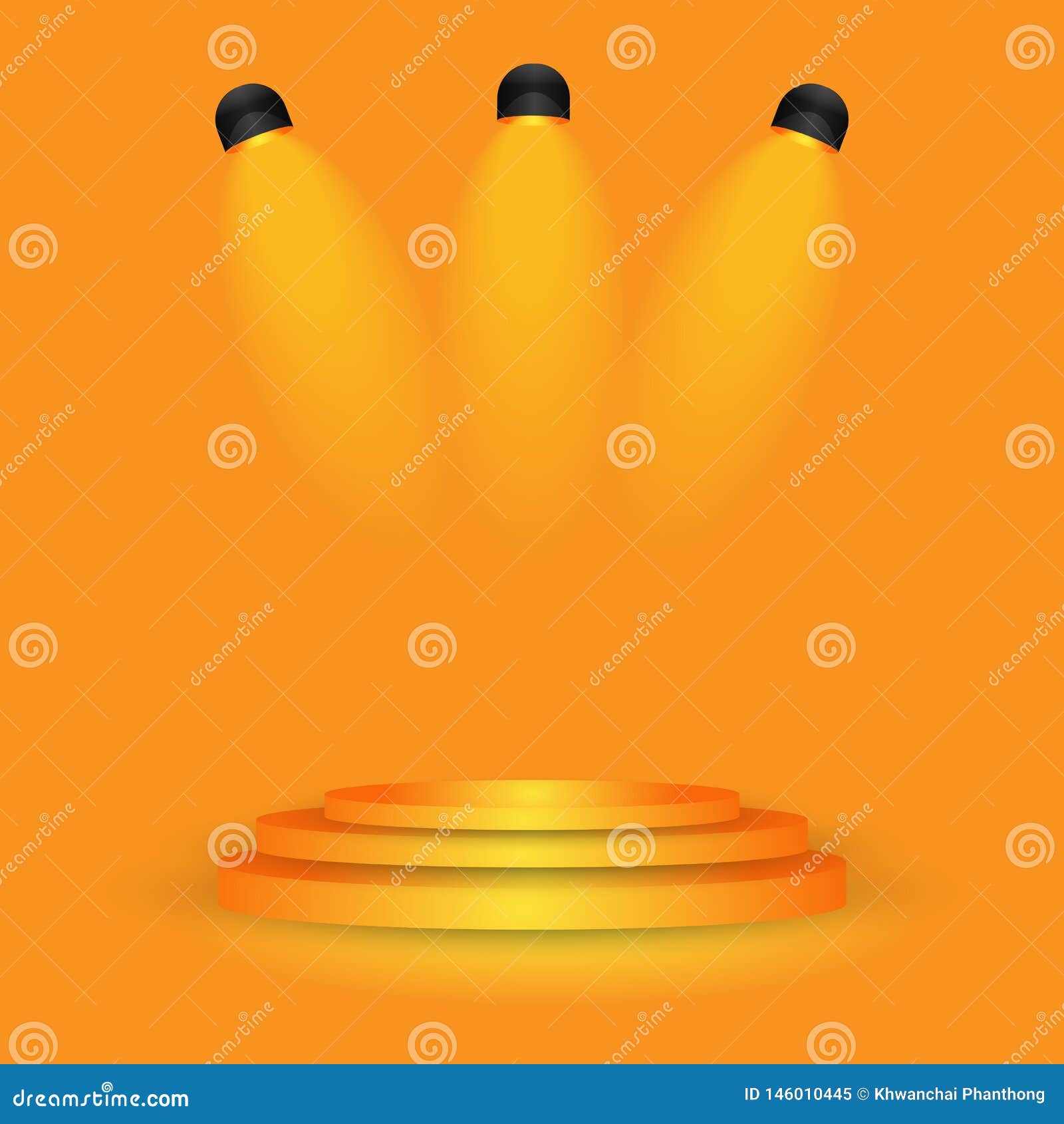 Orange Stage on Studio Gradient Wall Room, Modern Interior Background ...