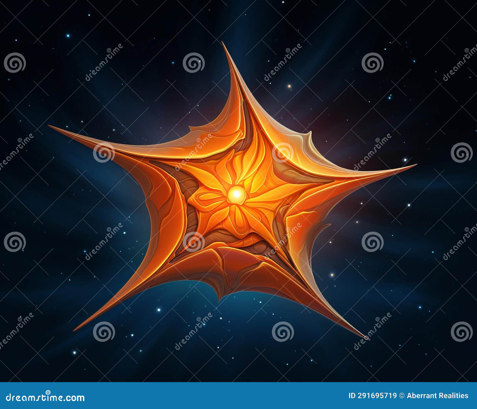 An Orange Star in Space with a Star in the Background Stock ...