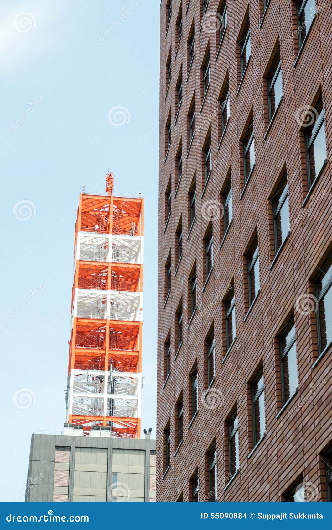 Orange Steel Frame Near the Old Building. Stock Photo - Image of design ...