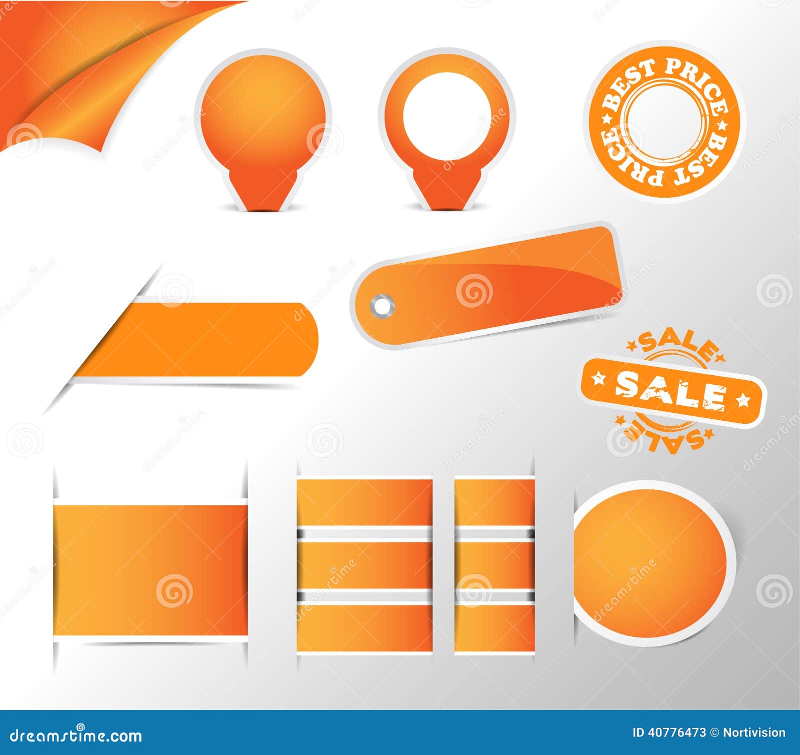 Orange Stickers, Tags, Labels Collection Stock Vector - Illustration of ...