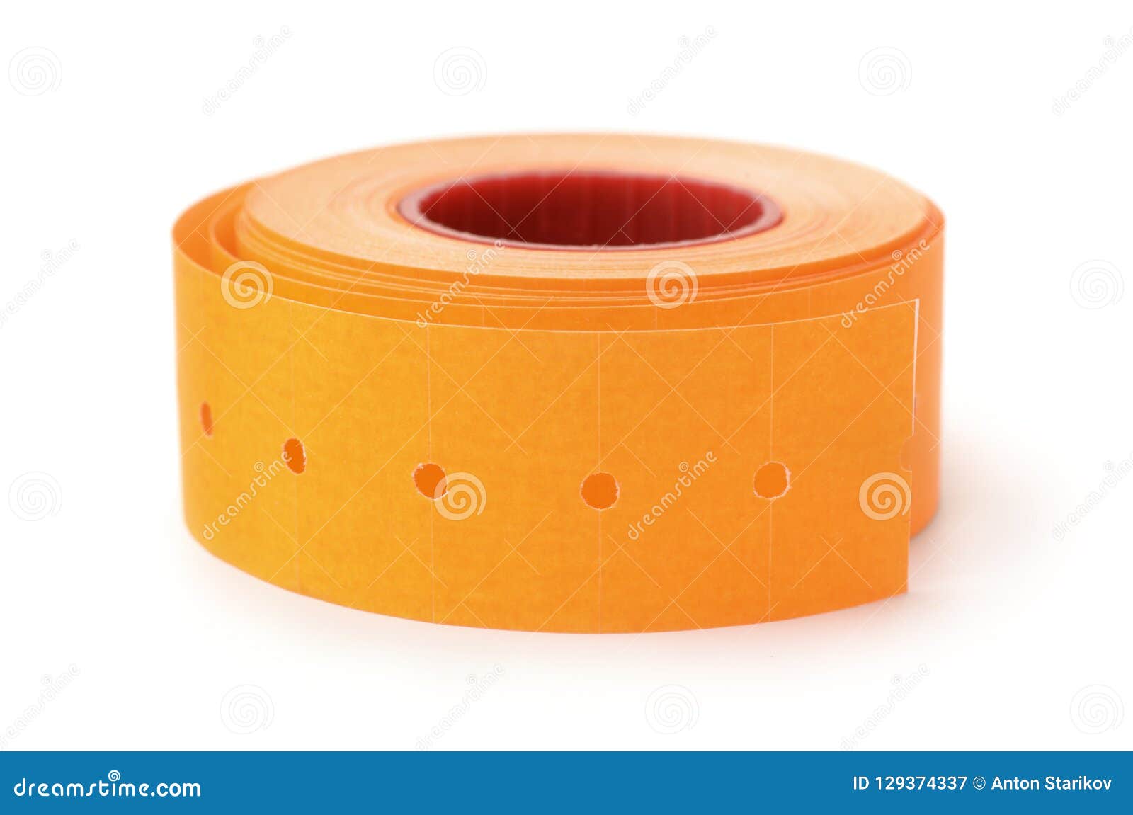 Orange sticky labels rol stock image. Image of print - 129374337