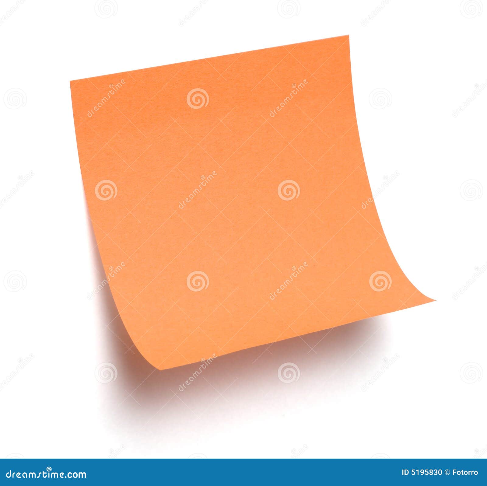 Orange Sticky Note on White Stock Photo - Image of isolated, angle: 5195830