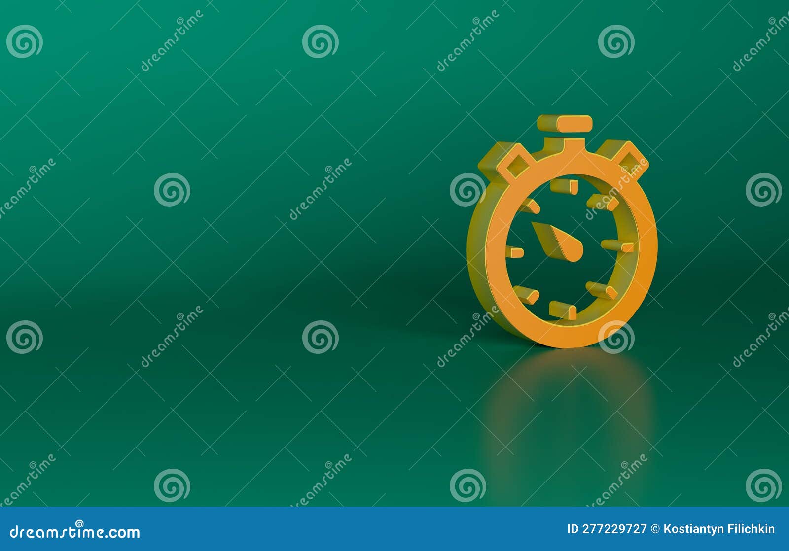Orange Stopwatch Icon Isolated on Green Background. Time Timer Sign ...