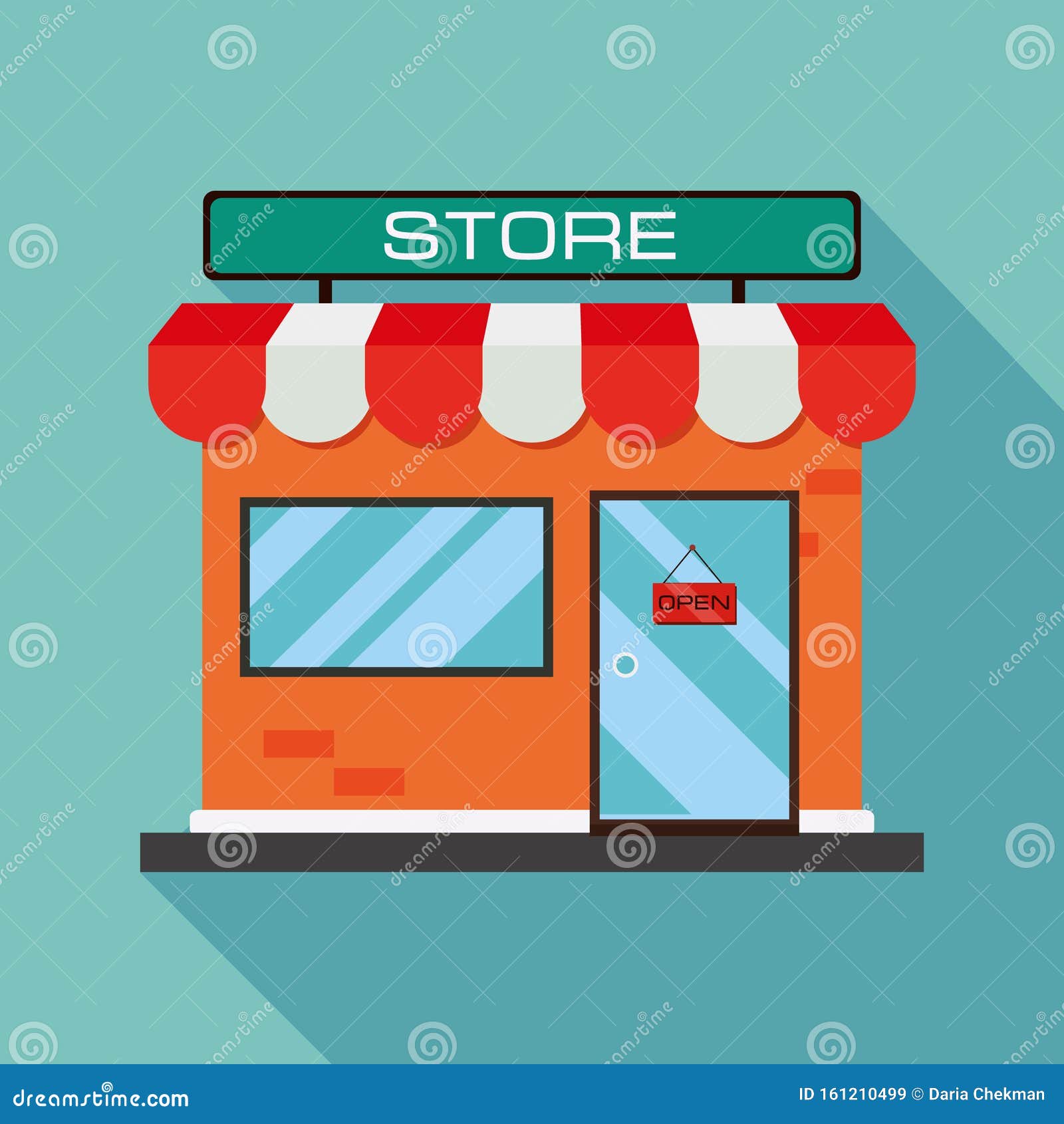 Orange Store Icon. Shop Icon with Flat Shadow on a Blue Background ...