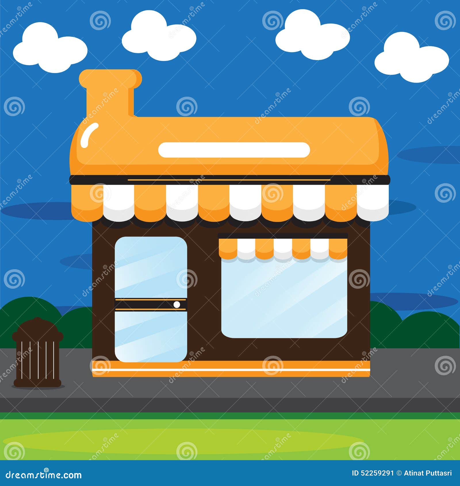 Orange store stock vector. Illustration of cartoon, awning - 52259291