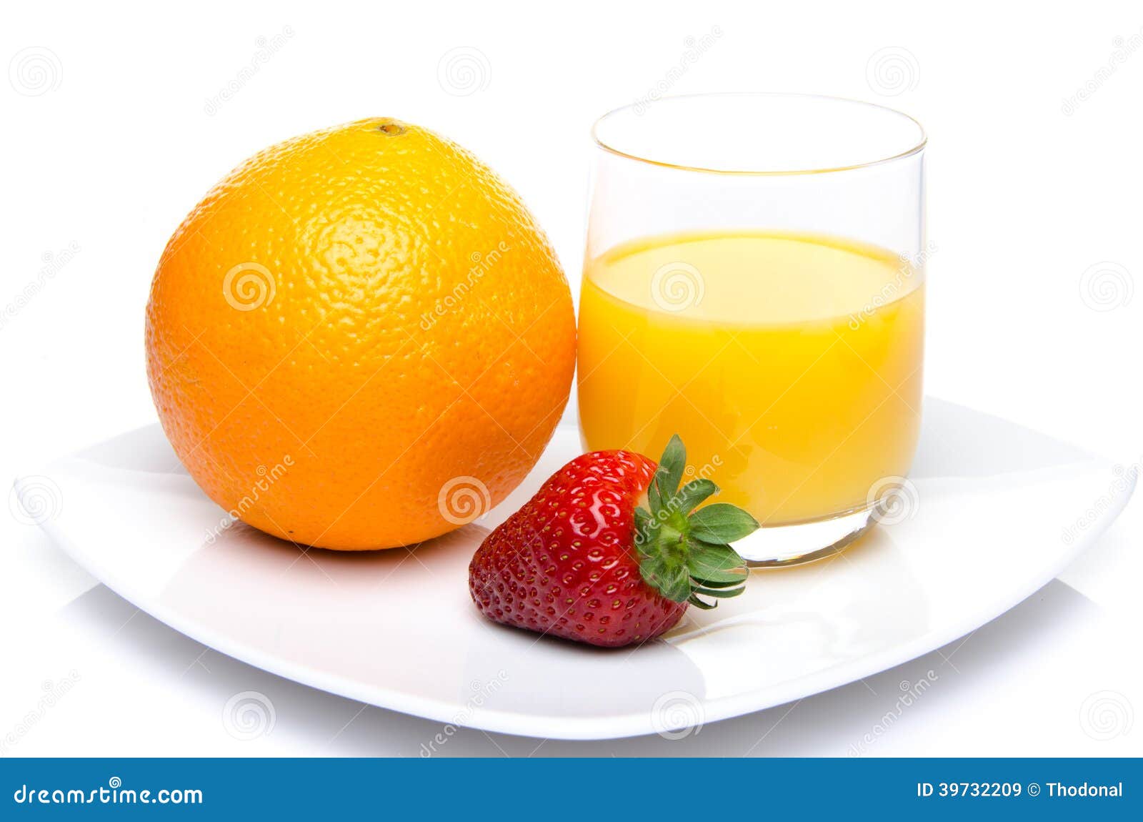 An Orange, an Strawberry and Orange Juice Stock Image - Image of diet ...