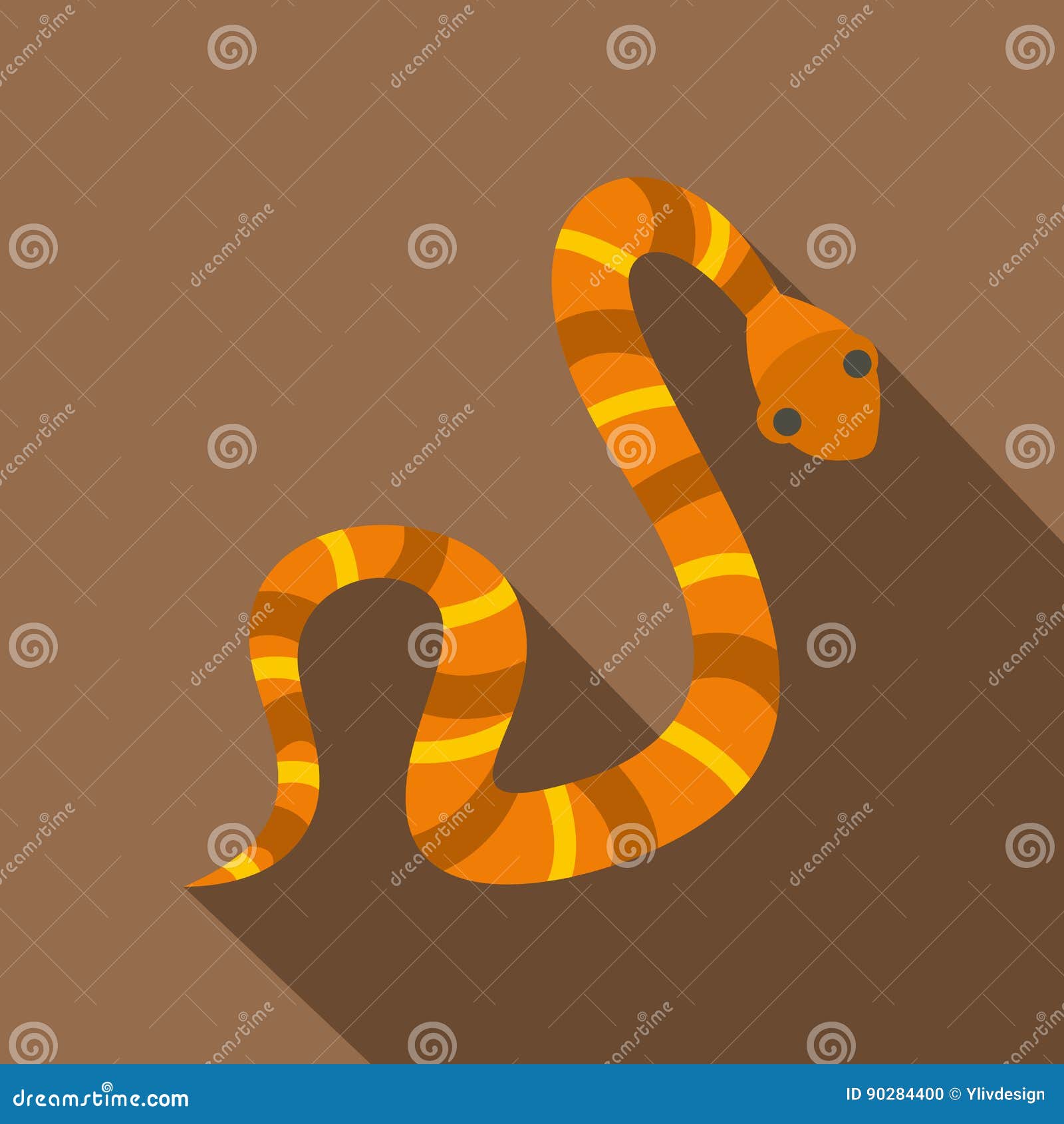 Orange Striped Snake Icon, Flat Style Stock Vector - Illustration of ...