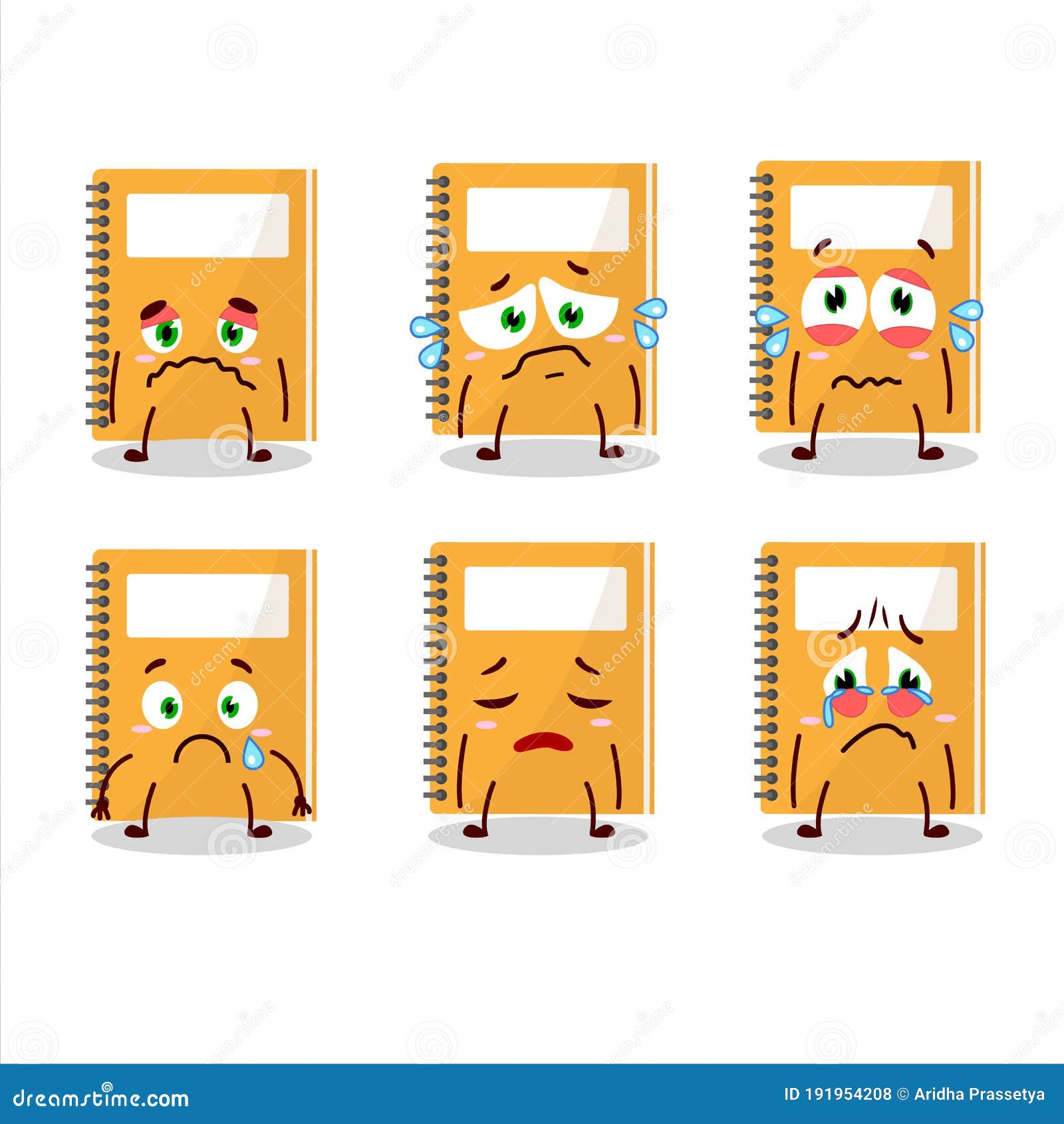 Orange Study Book Cartoon Character with Sad Expression Stock Vector ...
