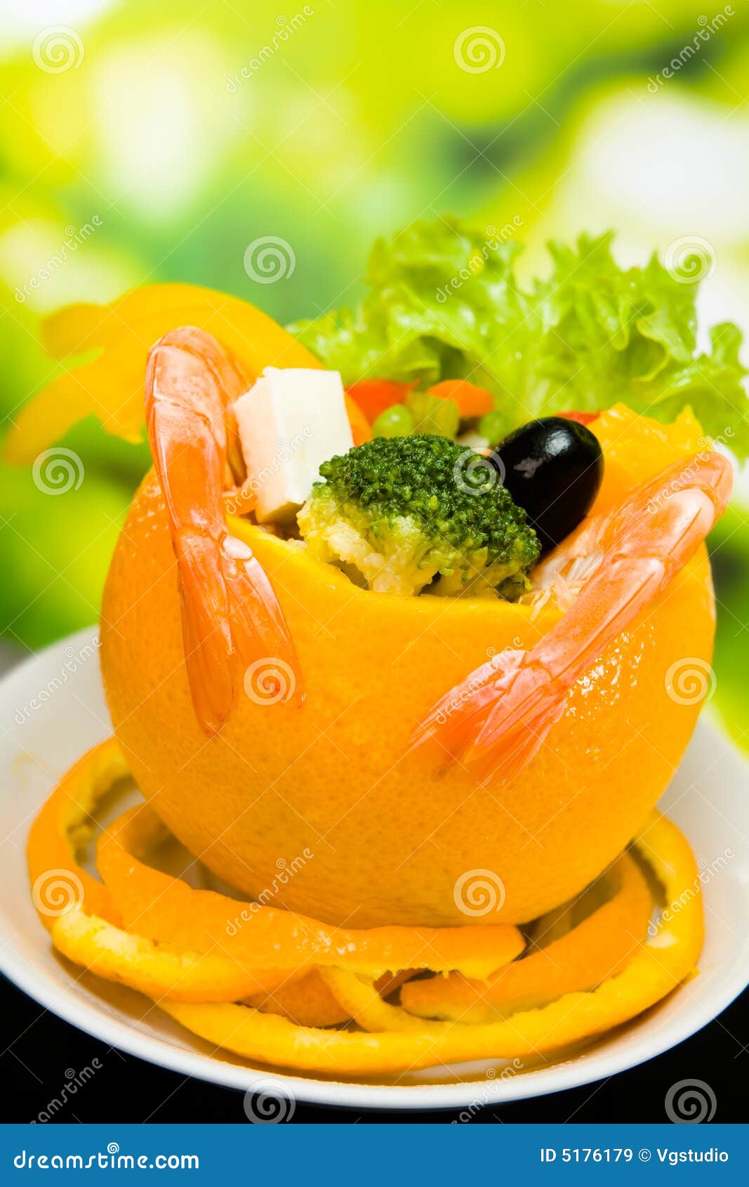 Orange stuffed by salad stock image. Image of cookery - 5176179