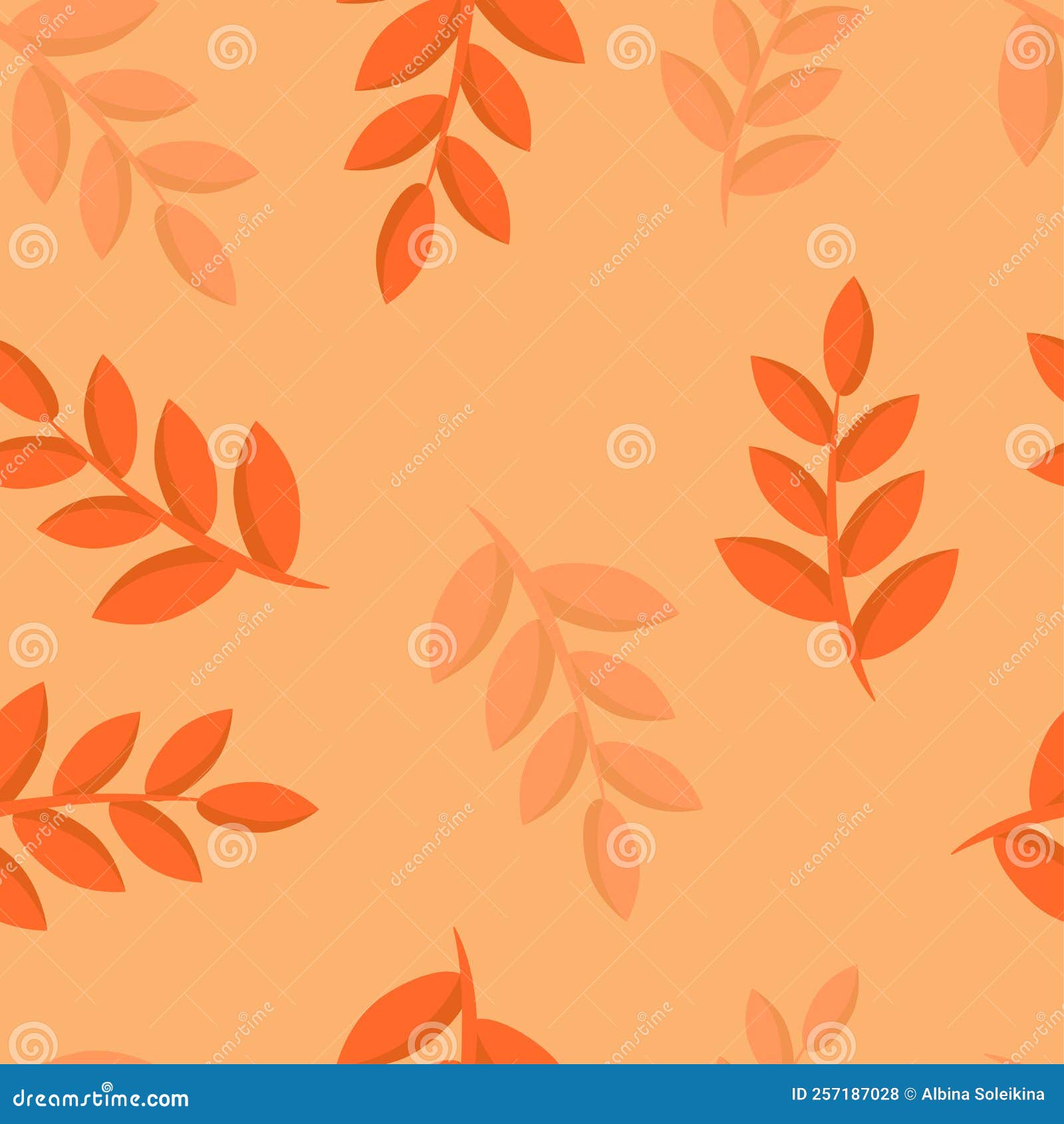 Orange Stylized Autumn Leaf Pattern. Fall Vector Illustration, Leaf ...