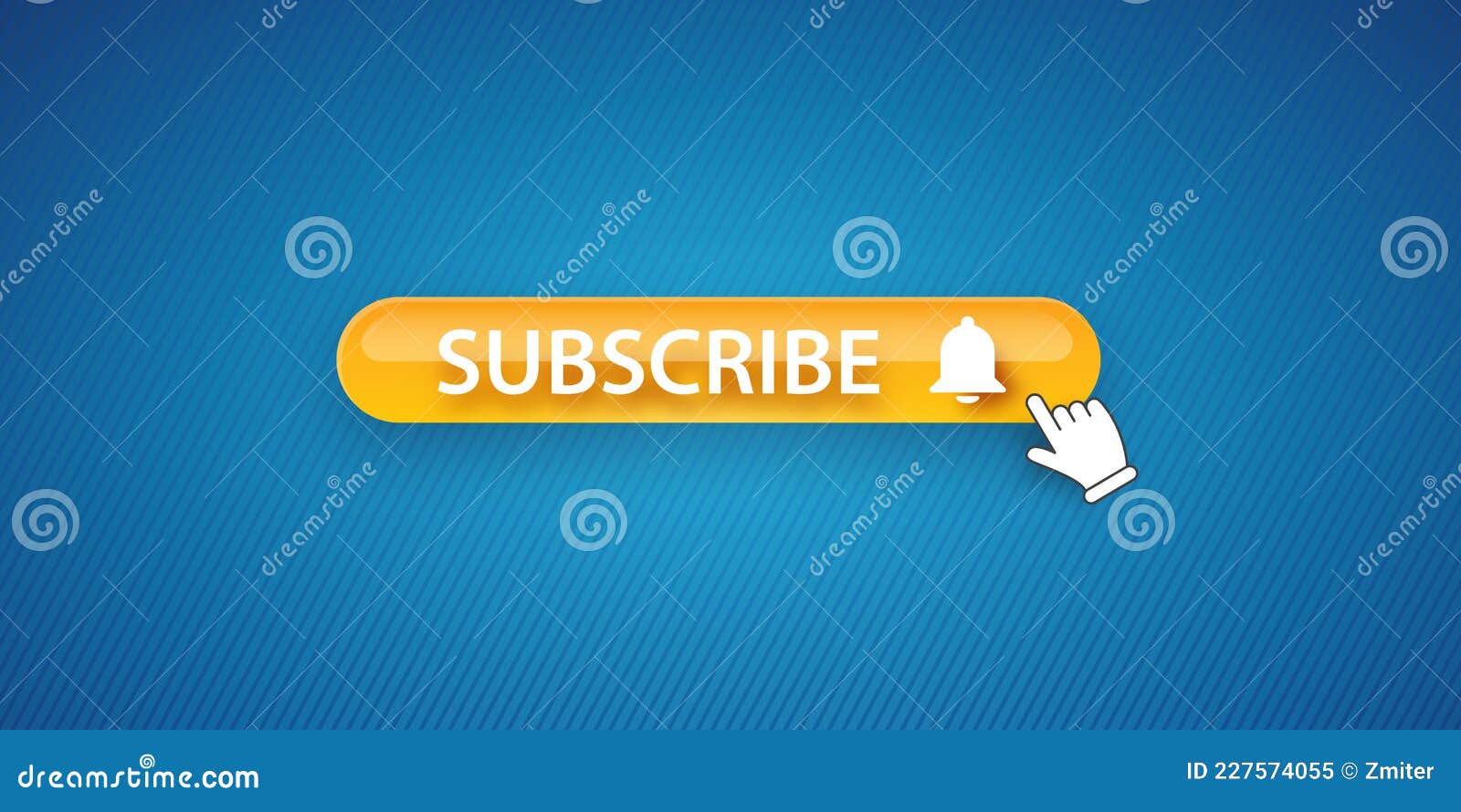 Orange Subscribe Button with Ring Bell Isolated on Blue Background ...