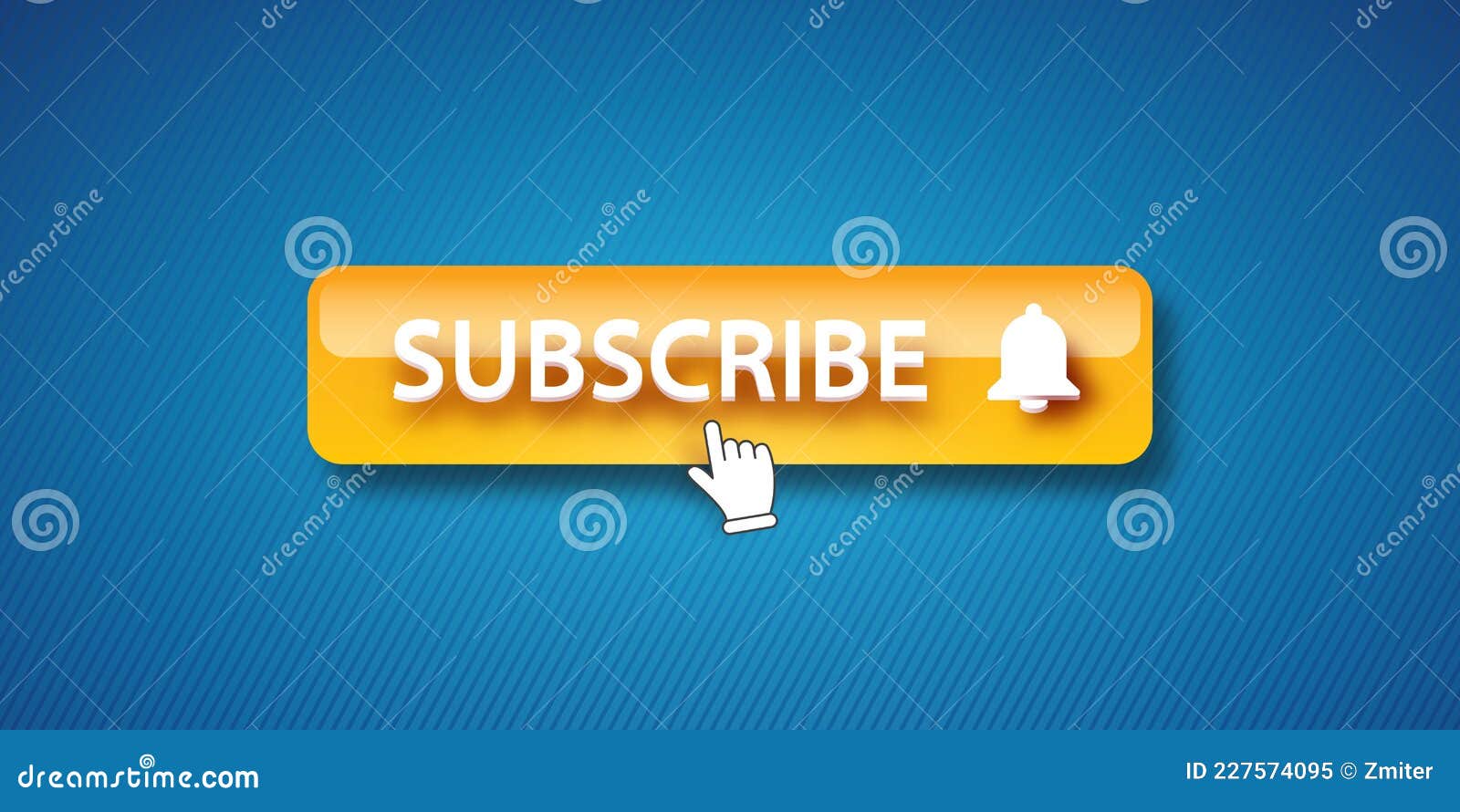 Orange Subscribe Button with Ring Bell Isolated on Blue Background ...