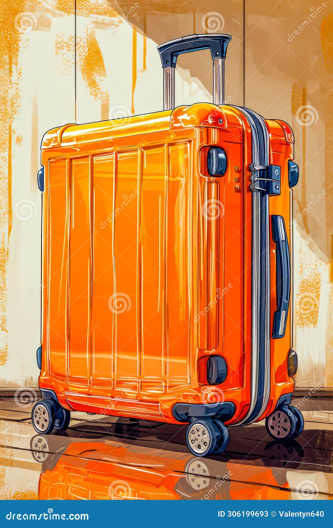 Orange Suitcase with Handle and Wheels for Easy Transport. Generative ...