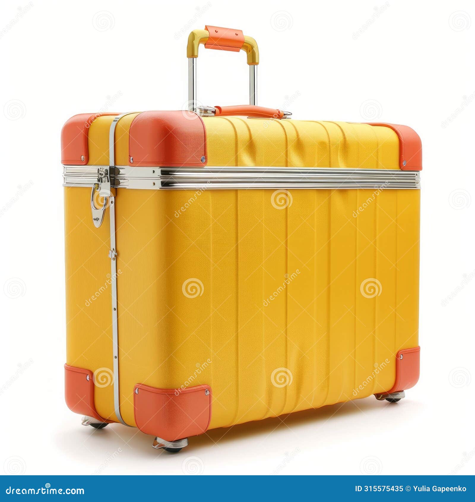 Orange Suitcase with Wheels on White Background Stock Image - Image of ...