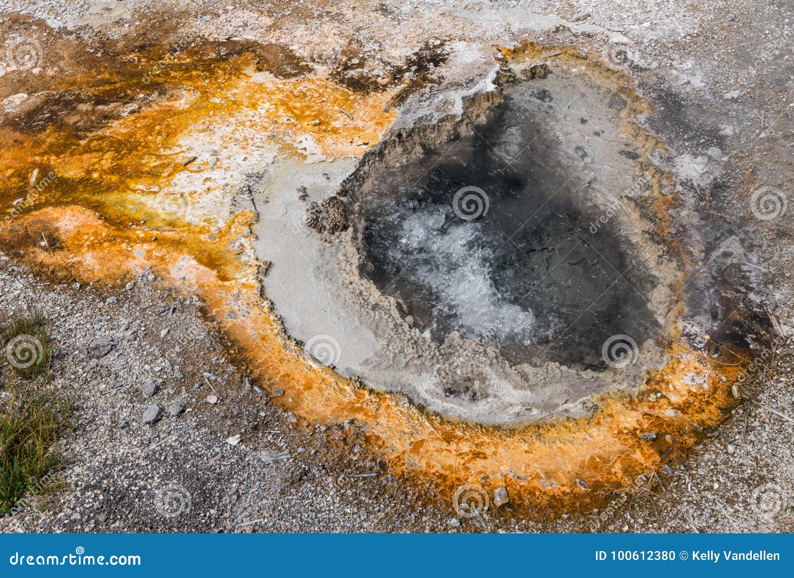 Orange Sulfur Ring Around Bubbling Hot Spring Stock Photo - Image of ...