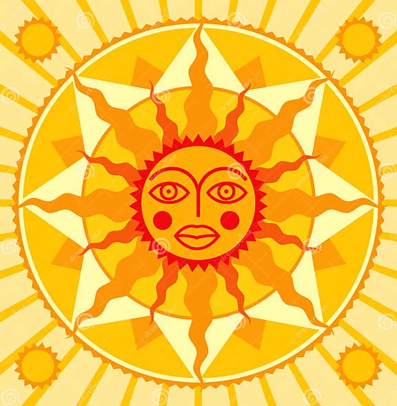 Orange sun stock vector. Illustration of drawing, stylized - 2389461