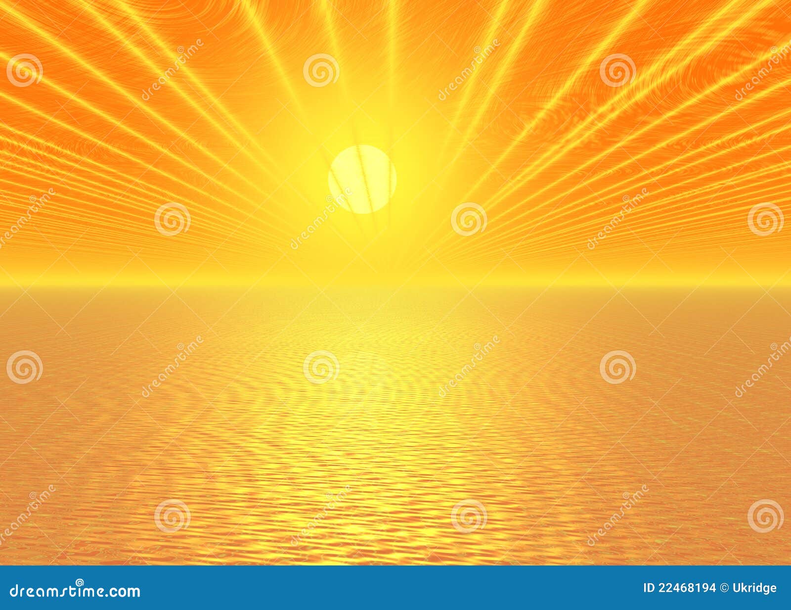 Orange sun over water stock illustration. Illustration of shines - 22468194