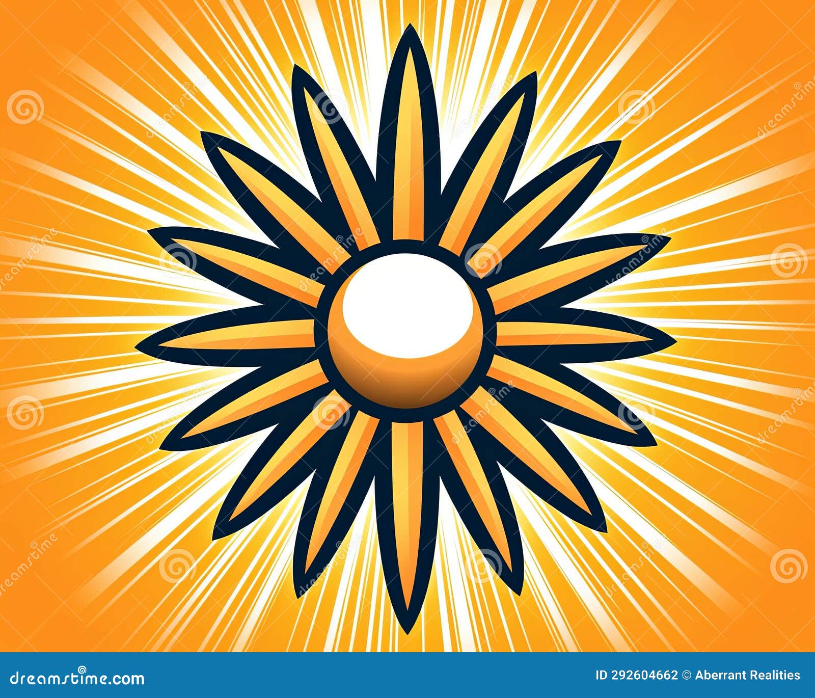 An Orange Sunburst with a White Sun in the Center Stock Illustration ...