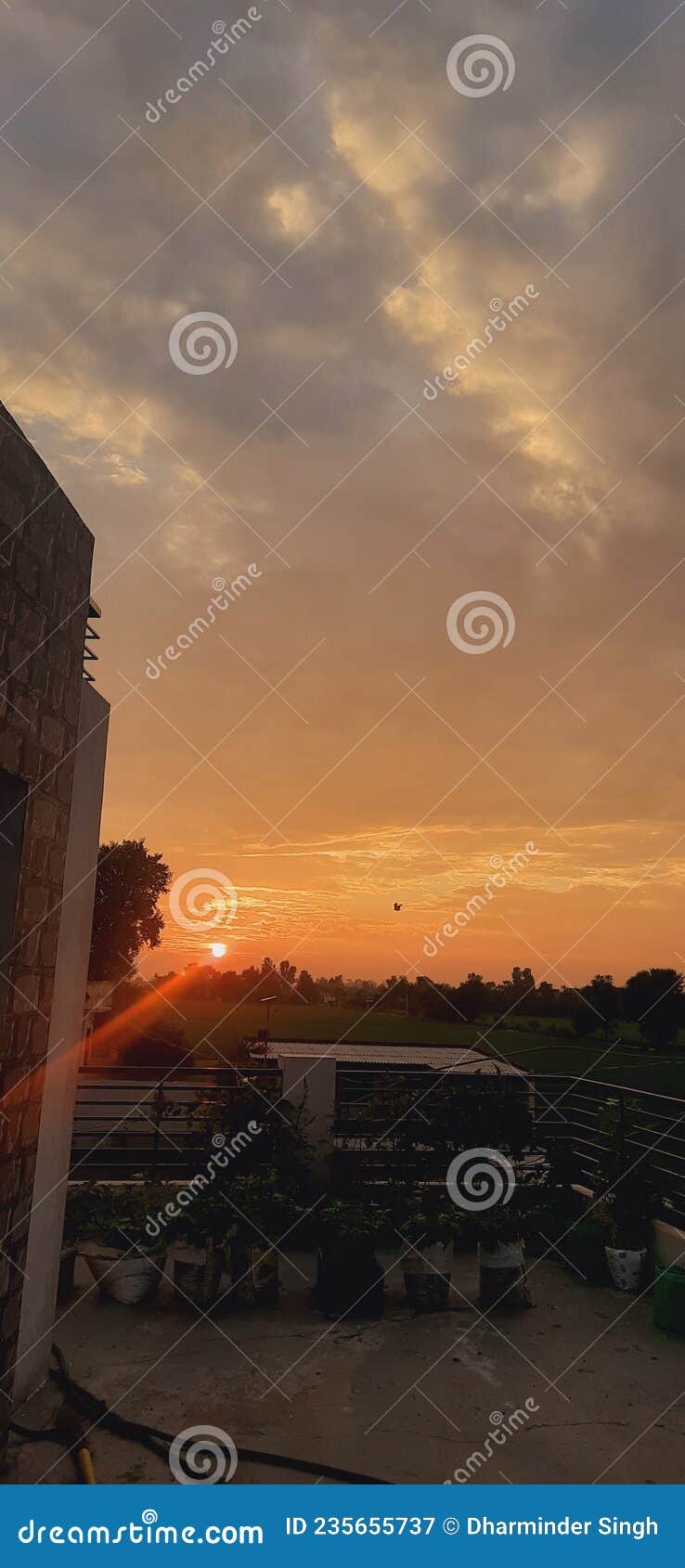 Orange Sunray in Cloudy Sky Rooftop View Stock Image - Image of view ...