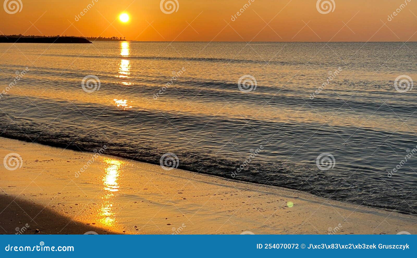 Orange Sunrise Cloudless Sky on Island of Djerba Stock Photo - Image of ...