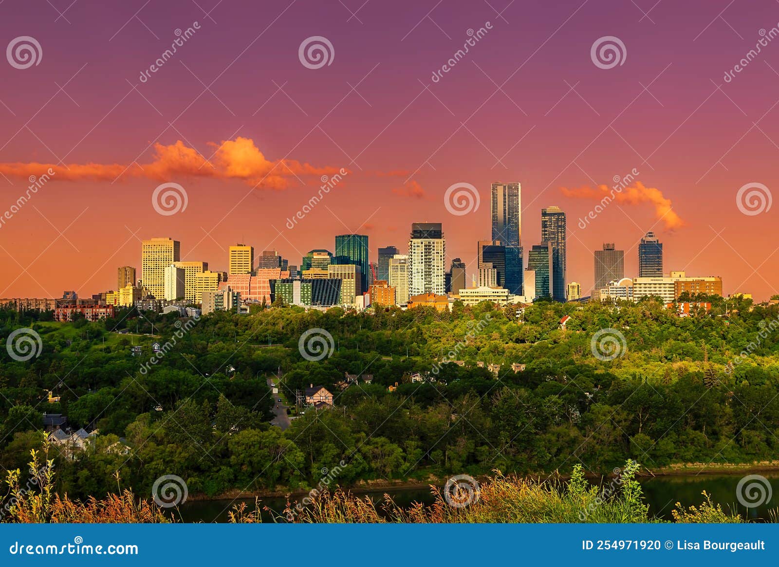 Orange Sunrise Glowing Over Edmonton Stock Photo - Image of panorama ...