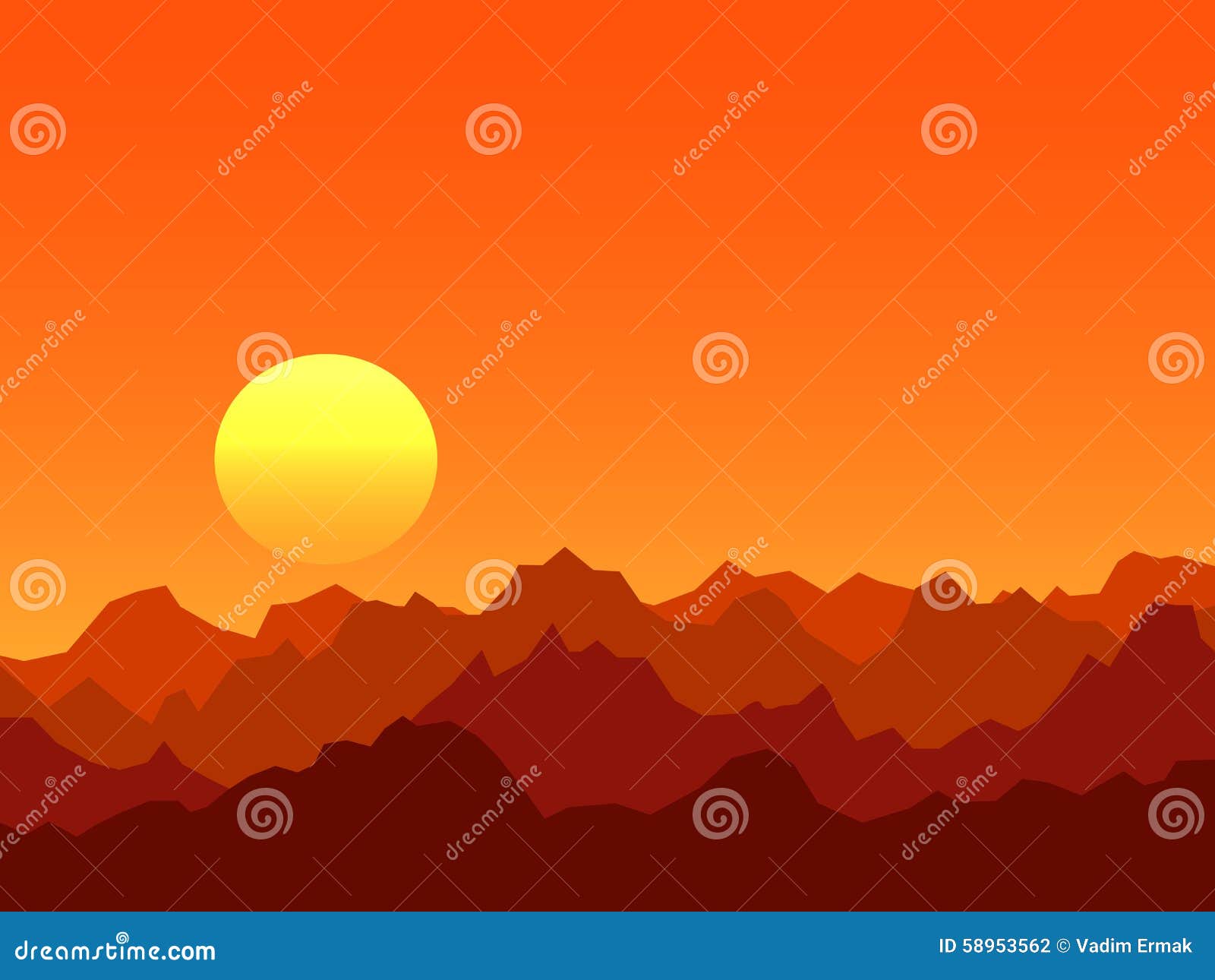 Orange Sunrise Mountains Background Stock Vector - Illustration of ...