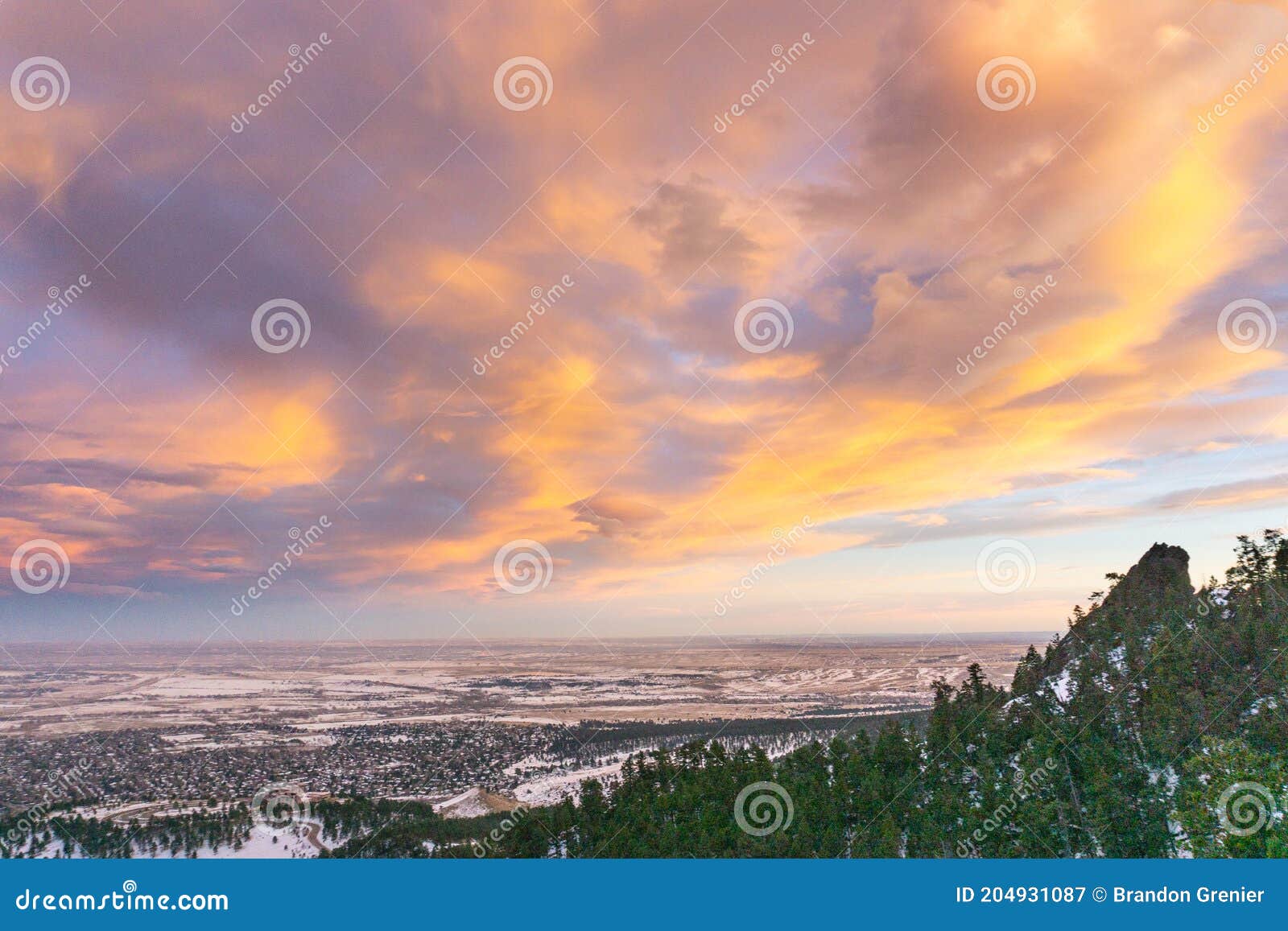 Orange Sunset Boulder, Colorado Flatirons Hike Stock Image - Image of ...