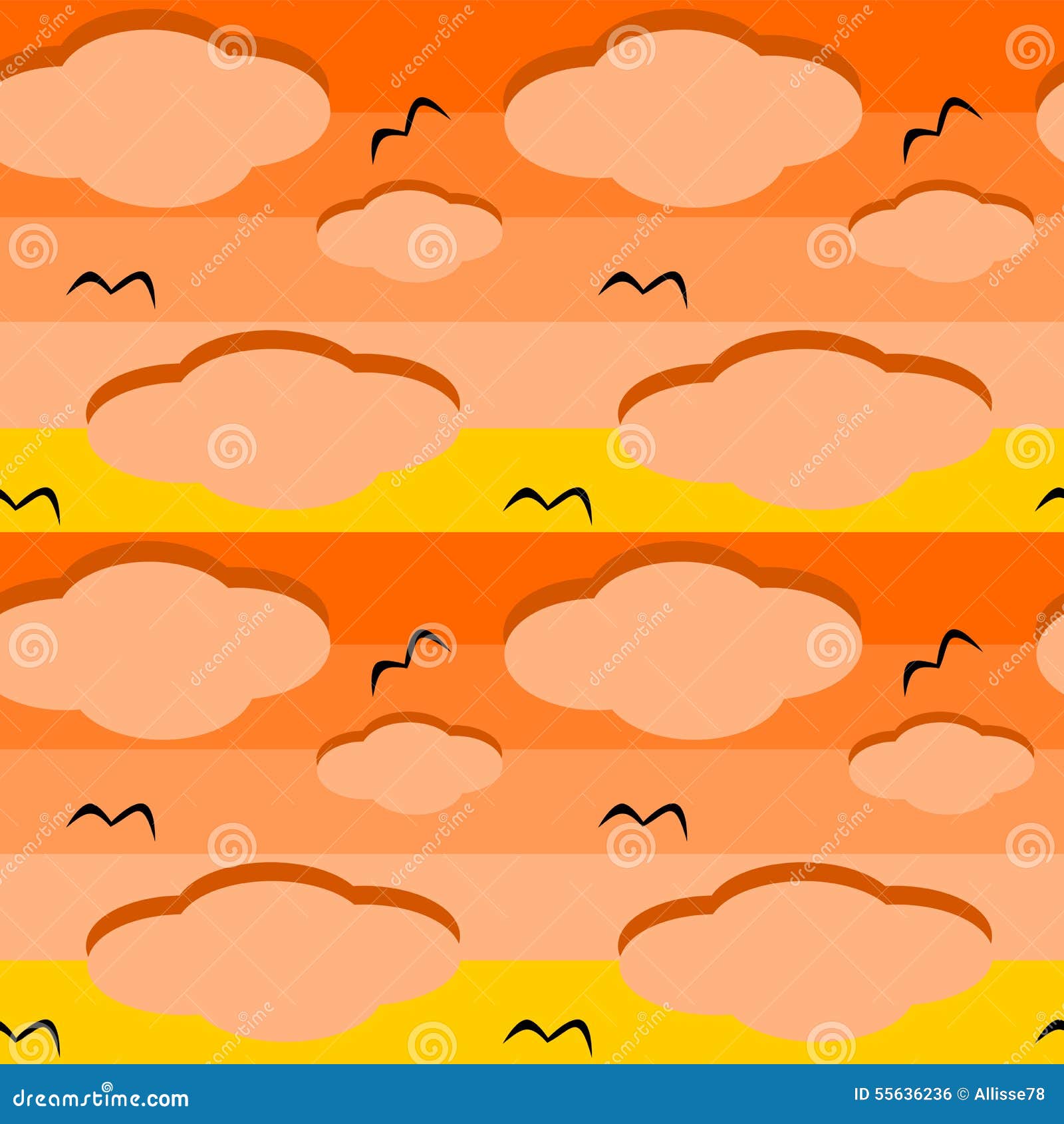 Orange Sunset with Clouds Colorful Seamless Pattern Stock Vector ...