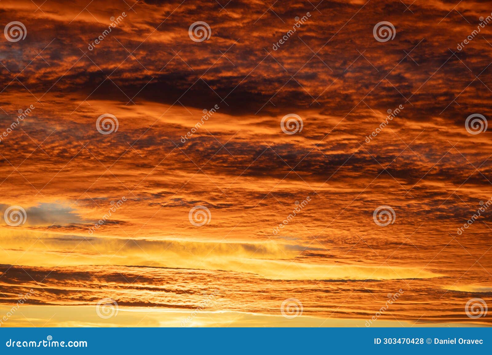 Orange Sunset Dramatic Clouds on Sky Stock Photo - Image of atmosphere ...
