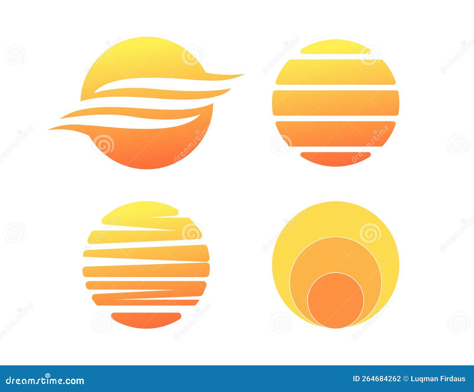 Orange Sunset Icon Gradient Vector Clip Art Asset Bundle Editable Stock ...