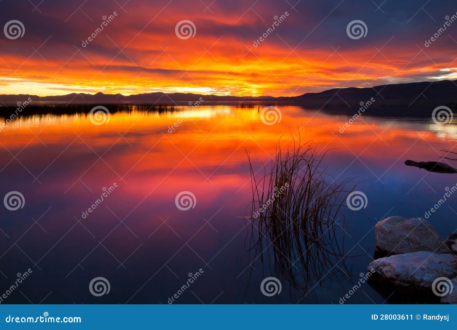 Orange Sunset on the Lake stock image. Image of sunset - 28003611