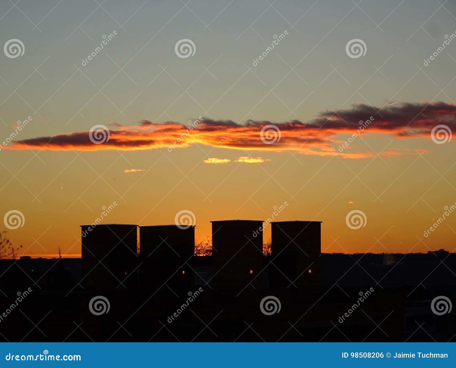 Orange Sunset Over Building Rooftops in a City Stock Photo - Image of ...