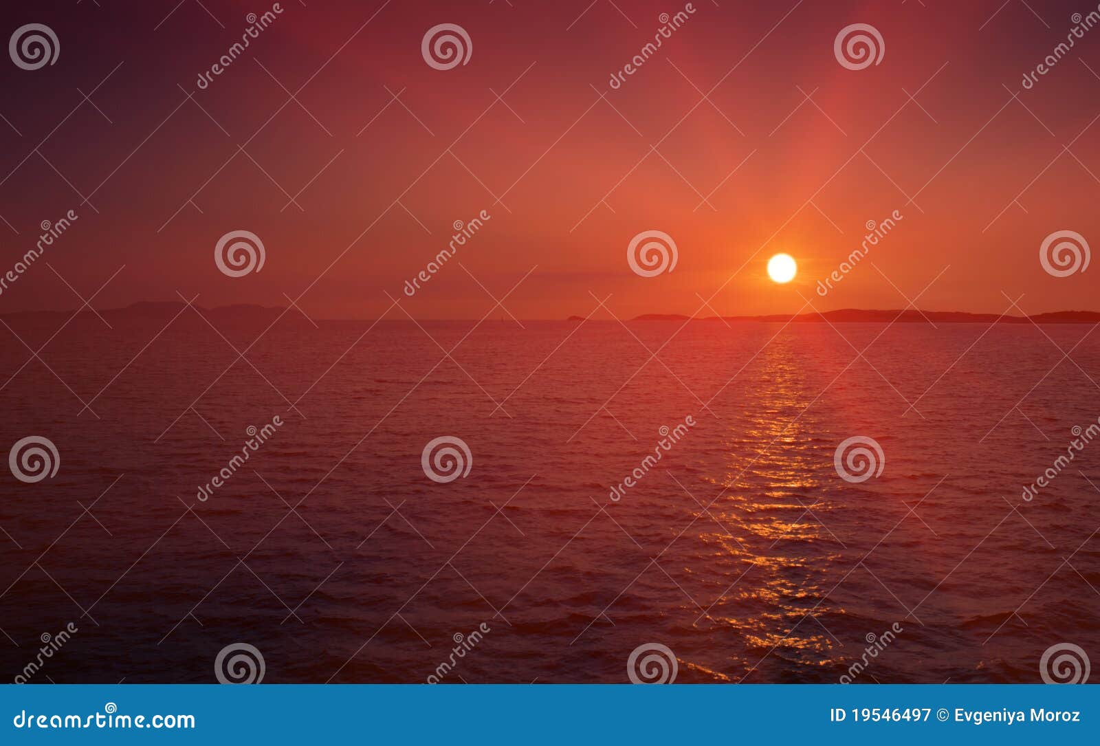 Orange Sunset Over Dark Sea Stock Image - Image of horizon, islands ...