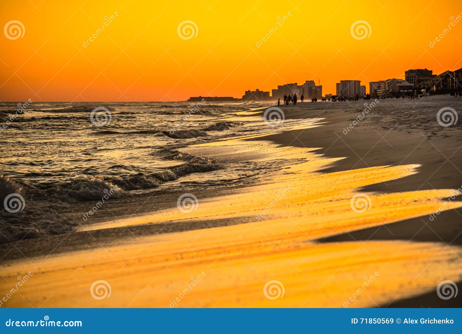 Orange Sunset Over Gulf of Mexico at Destin Fl Stock Image - Image of ...