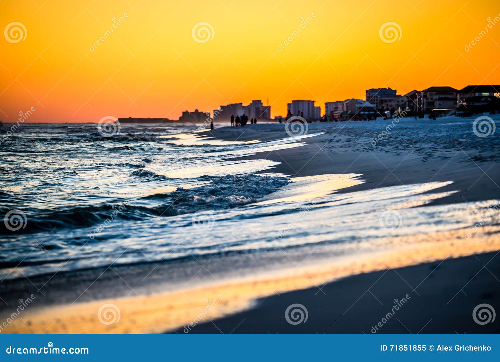 Orange Sunset Over Gulf of Mexico at Destin Fl Stock Image - Image of ...