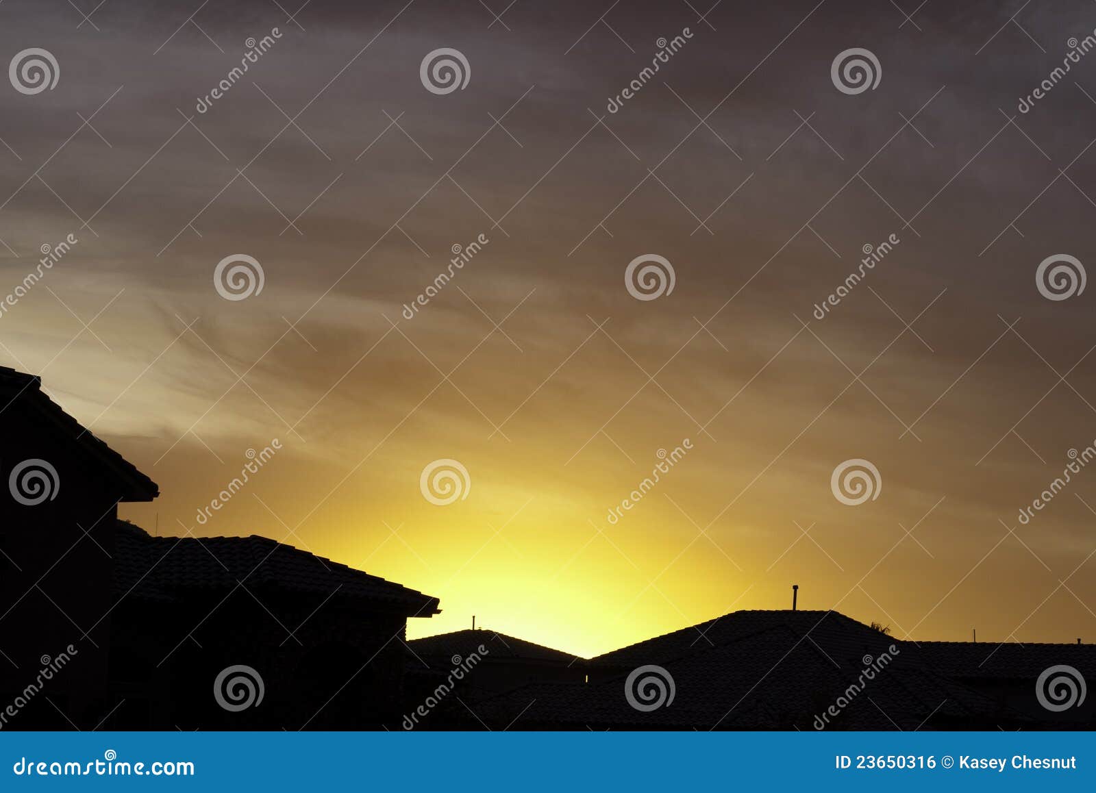 Orange sunset over houses stock photo. Image of landscape - 23650316