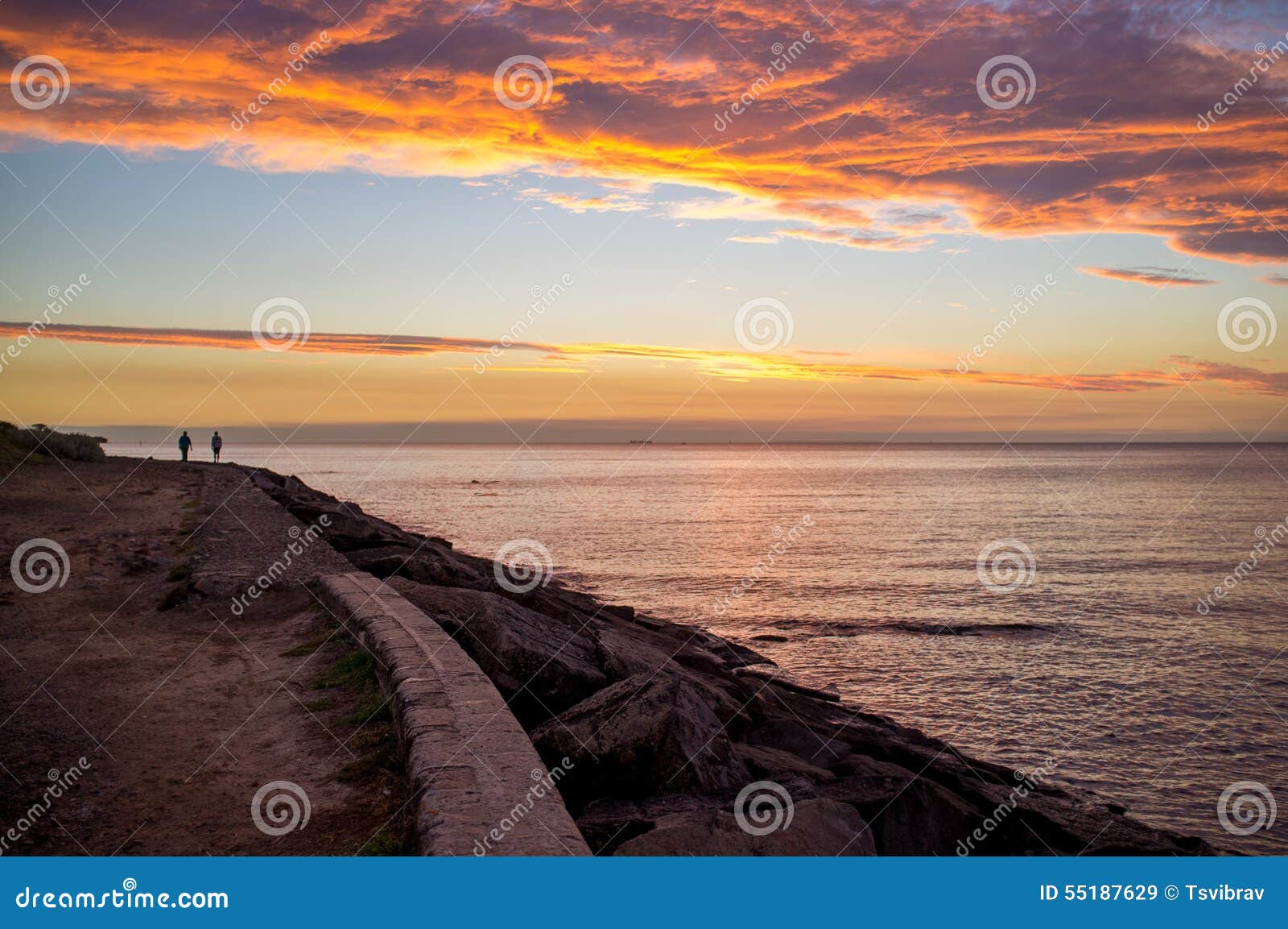 Orange Sunset Over Mornington Peninsula, Australia Stock Image - Image ...
