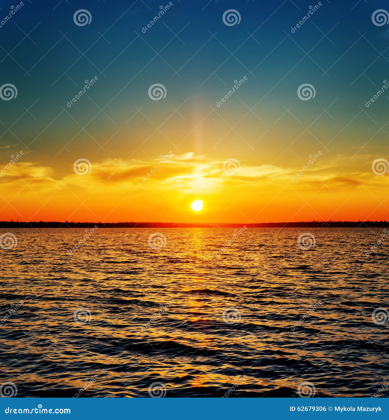 Orange sunset over river stock photo. Image of background - 62679306