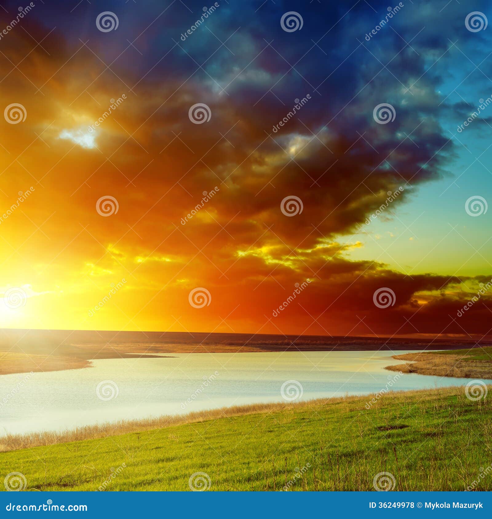 Orange sunset over river stock photo. Image of natural - 36249978