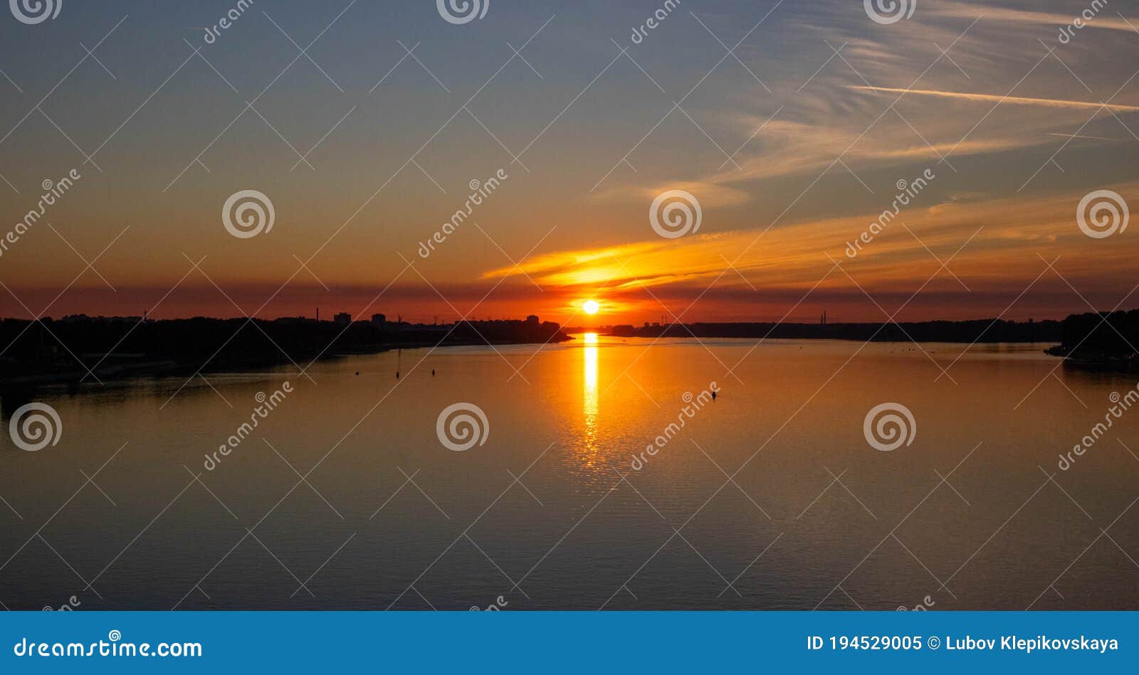 Orange Sunset Over the River on a Summer Evening Stock Image - Image of ...
