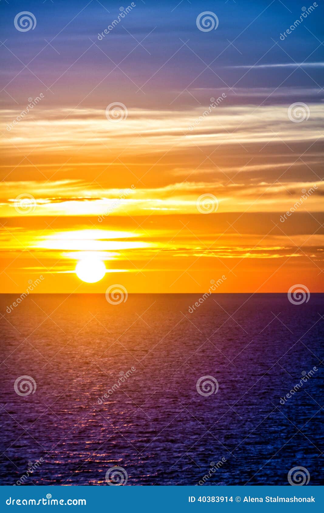 Orange Sunset Over Sea Water Stock Photo - Image of island, background ...