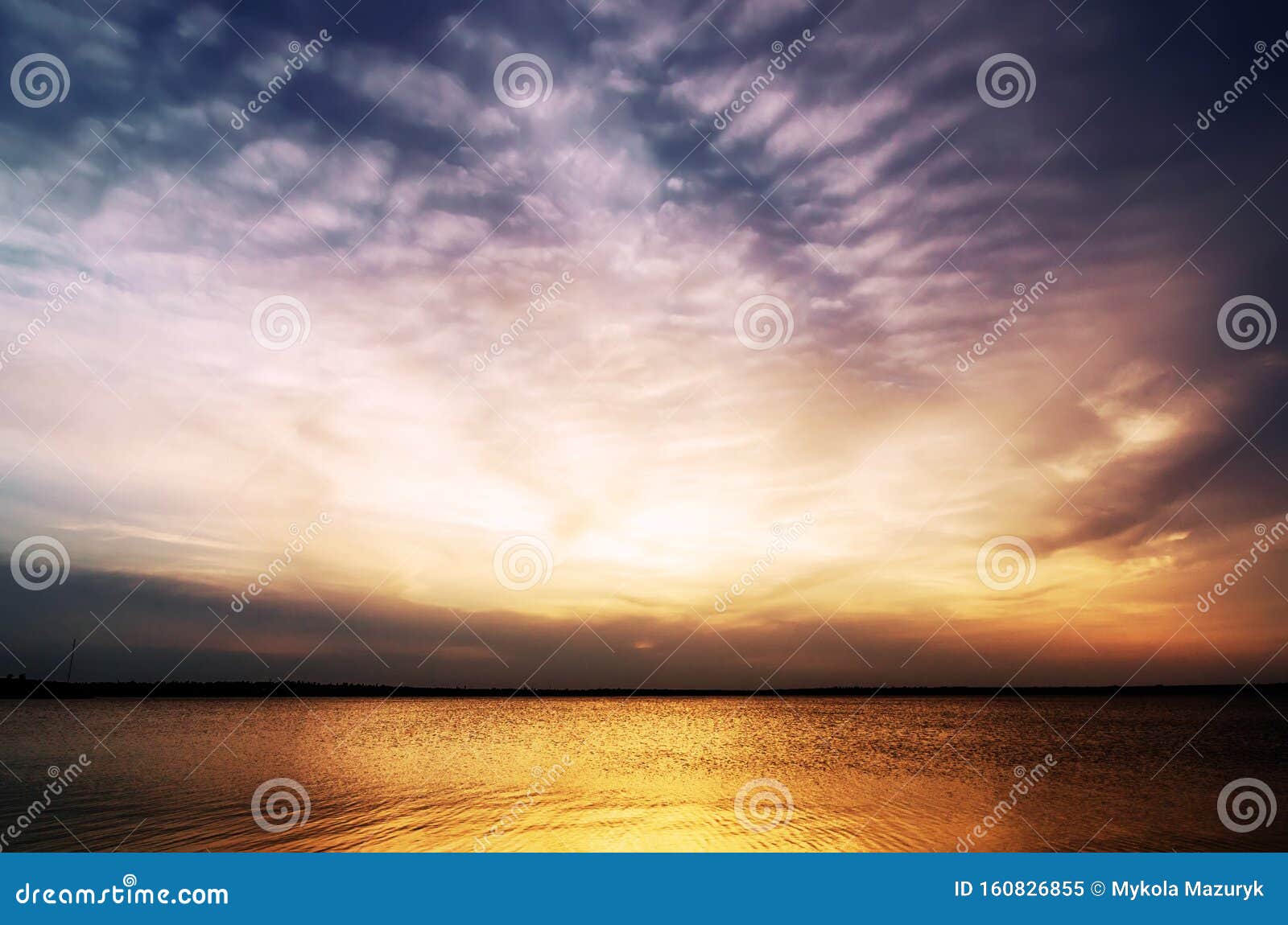 Orange Sunset Over Water in River Stock Image - Image of river ...