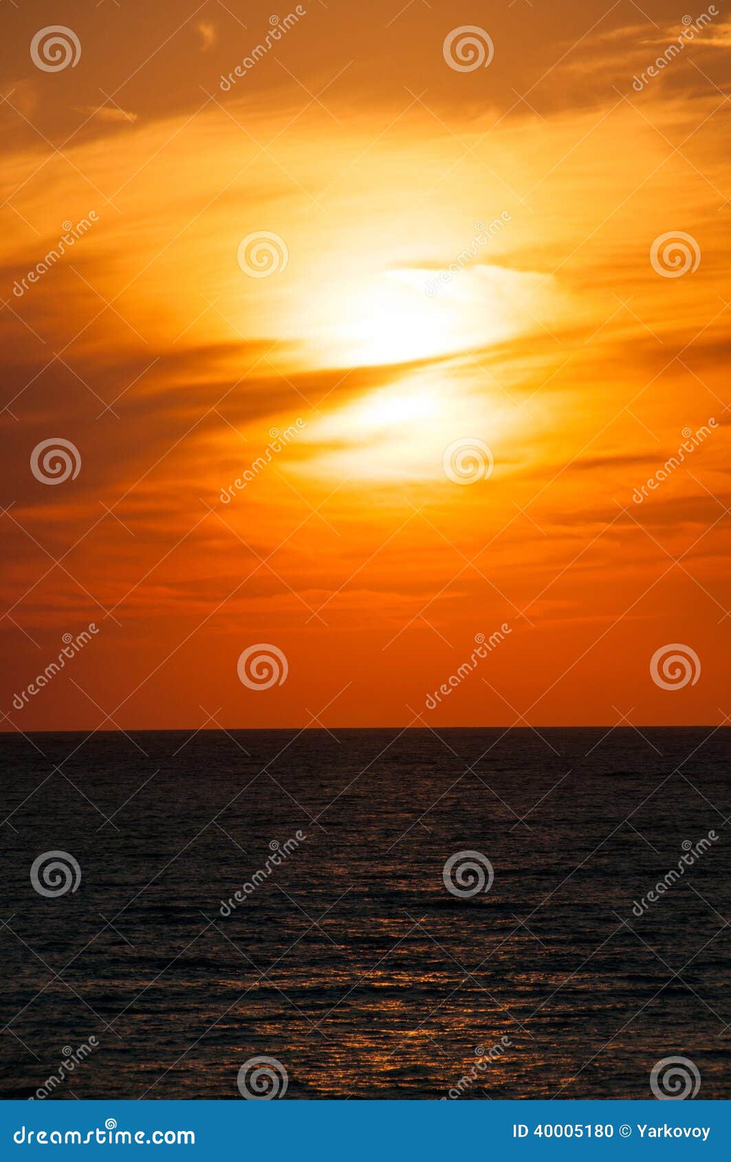 Orange Sunset on the Sea Horizon. Stock Photo - Image of dusk, water ...