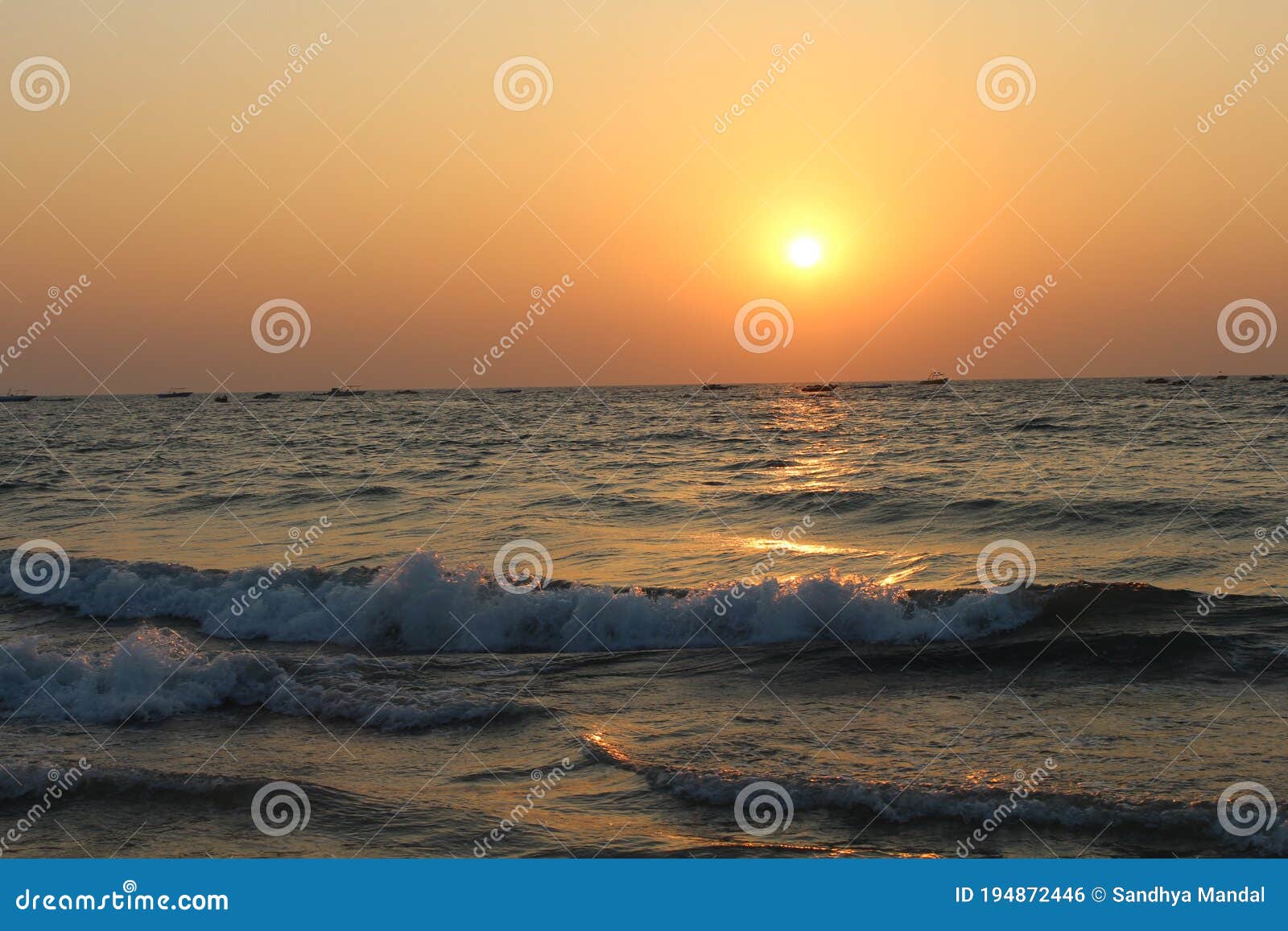 Orange Sunset Sky at Goa Beach Stock Photo - Image of serene, tourism ...