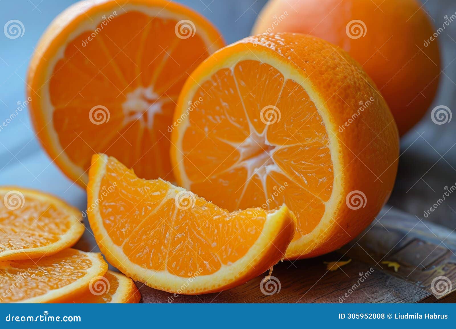 An Orange with a Sweet Flavor and a Orange Peel Cut into Segments Stock ...