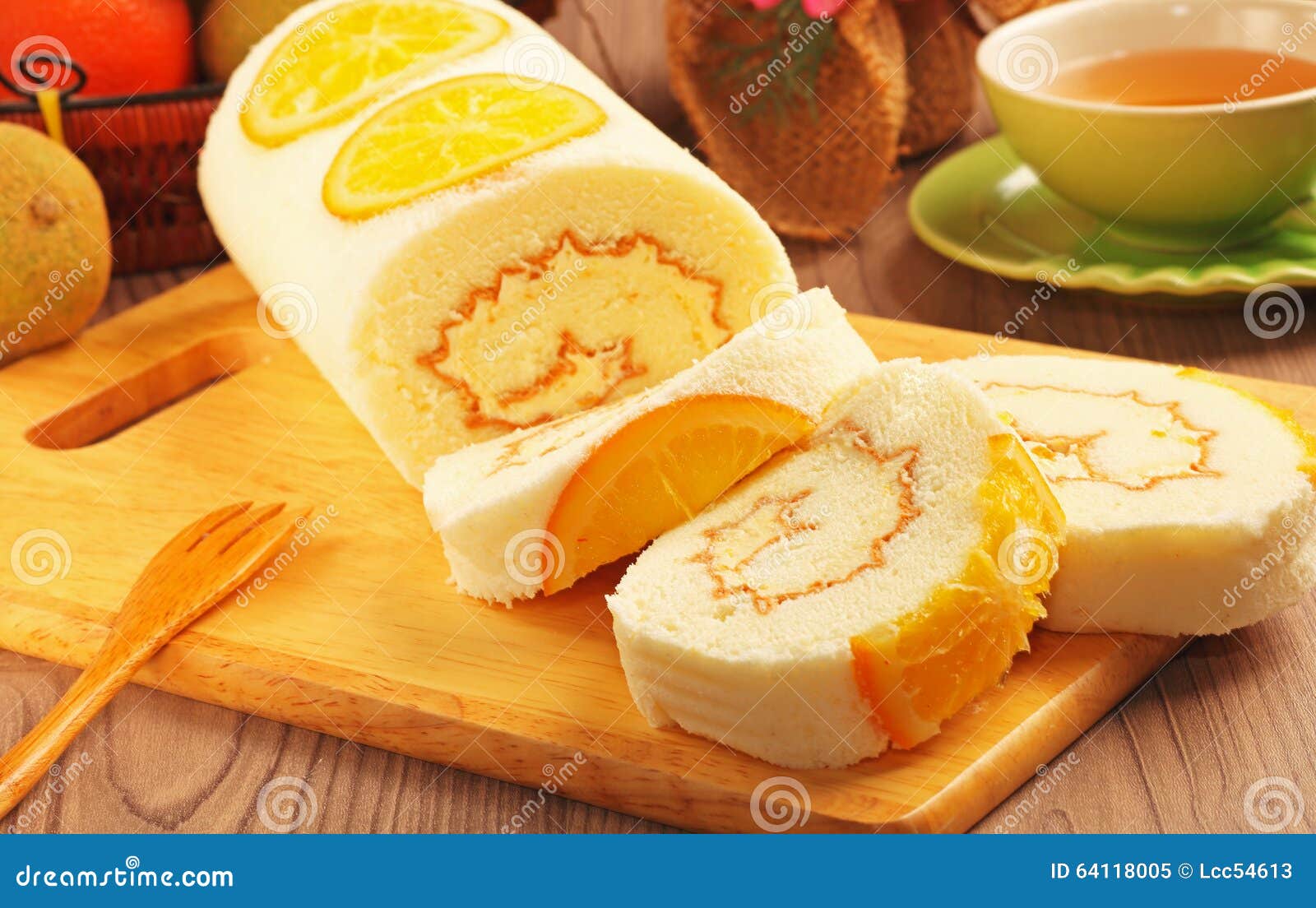 Orange swiss roll stock image. Image of gourmet, orange - 64118005