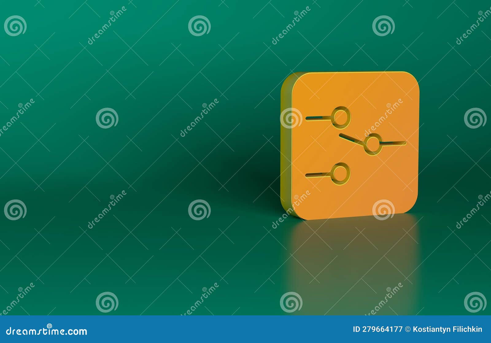 Orange Switch in Electronic Circuit Icon Isolated on Green Background ...