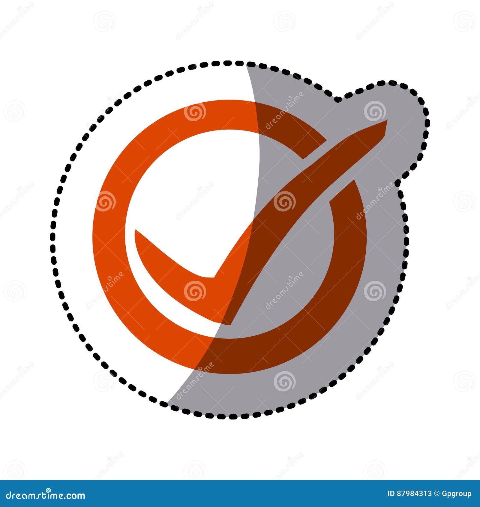 Orange Symbol Round with Ok Mark Icon Stock Illustration - Illustration ...